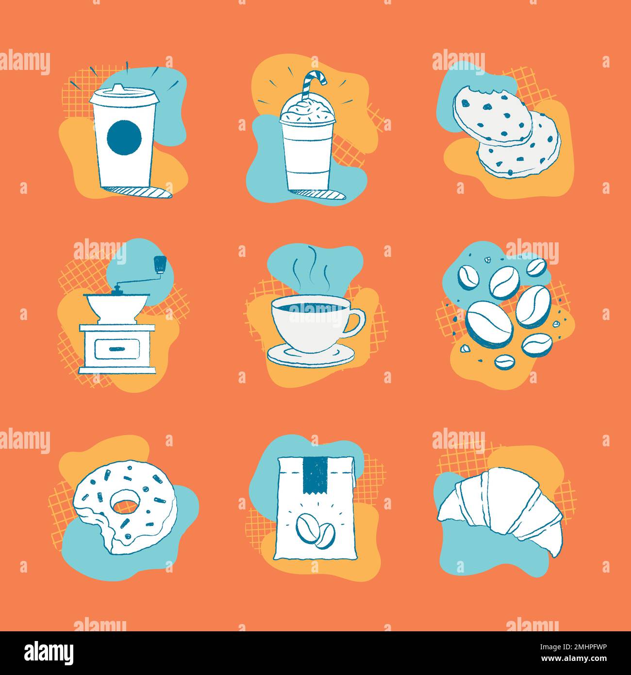 Coffee & cake design element funky vector set Stock Vector Image & Art ...