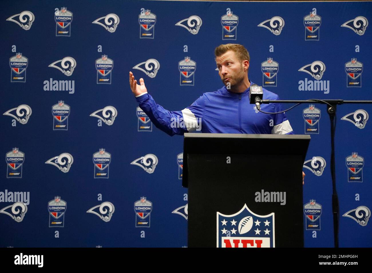 Los Angeles Rams head coach Sean McVay speaks at a news conference ...