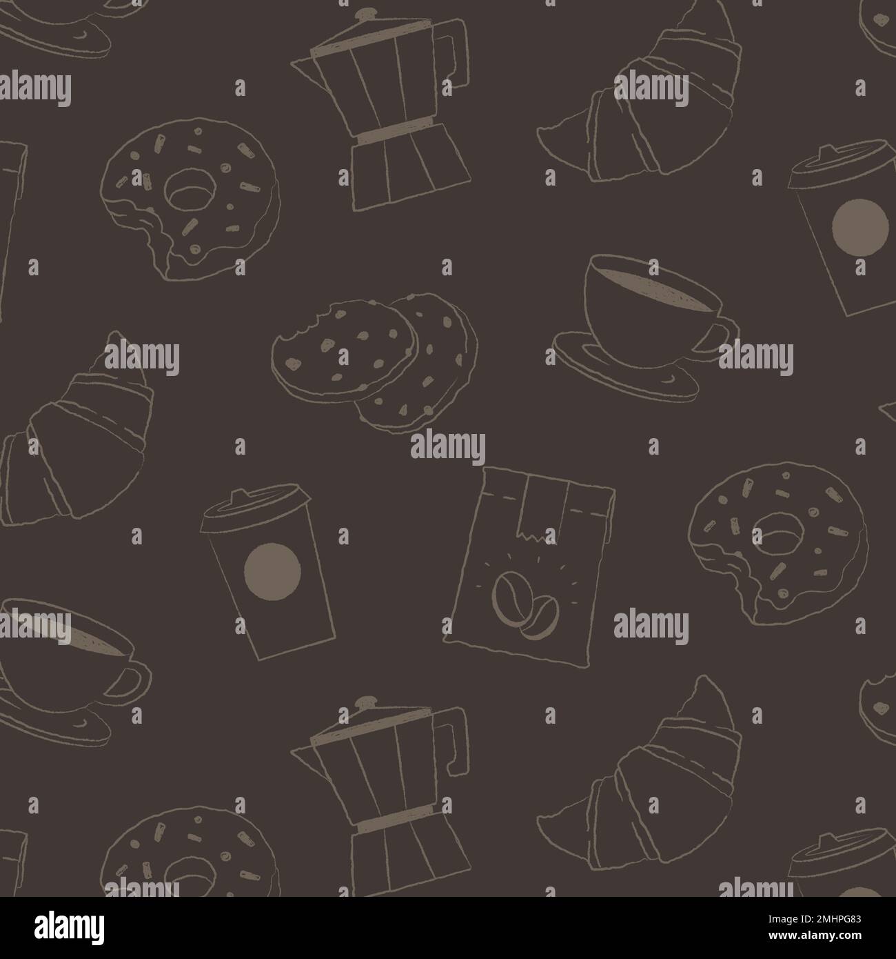 Cafe pattern background, coffee and cake vector illustration Stock ...