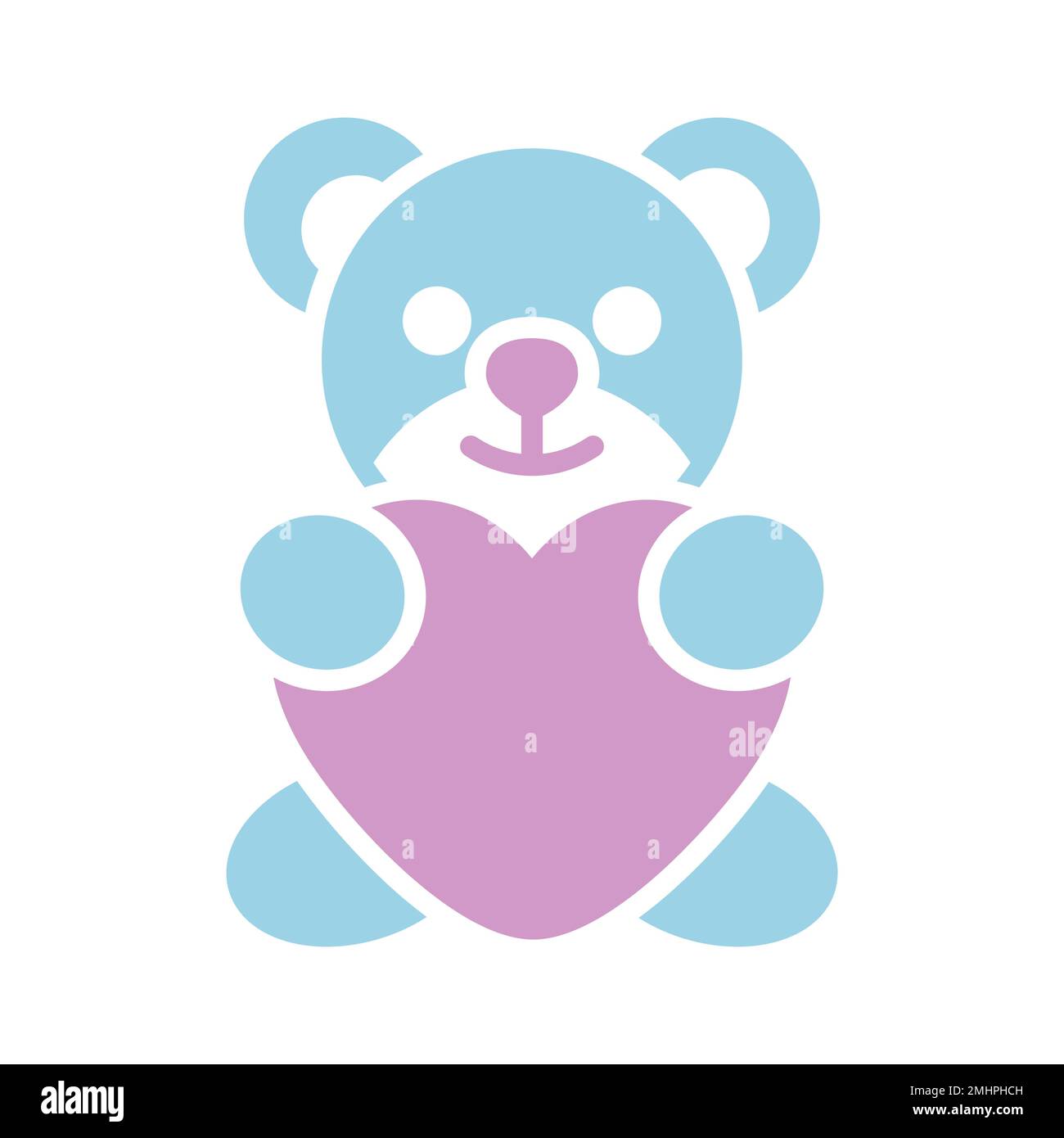 Teddy holding in the paws of big heart glyph icon. Valentine day symbol ...