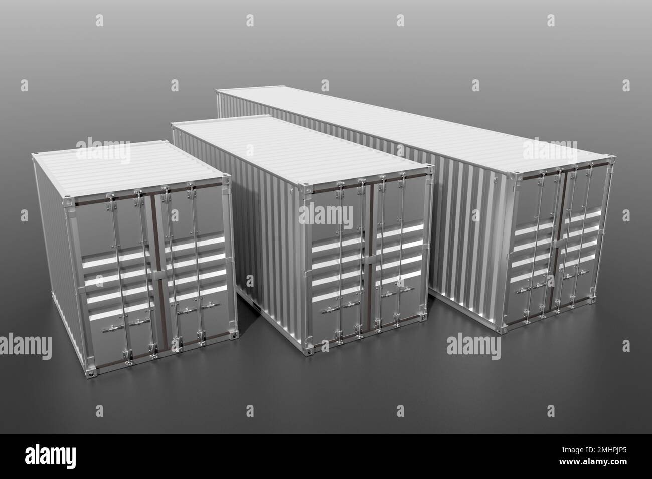 Metallic ship cargo containers 10 20 and 40 feet 3D illustration Stock ...