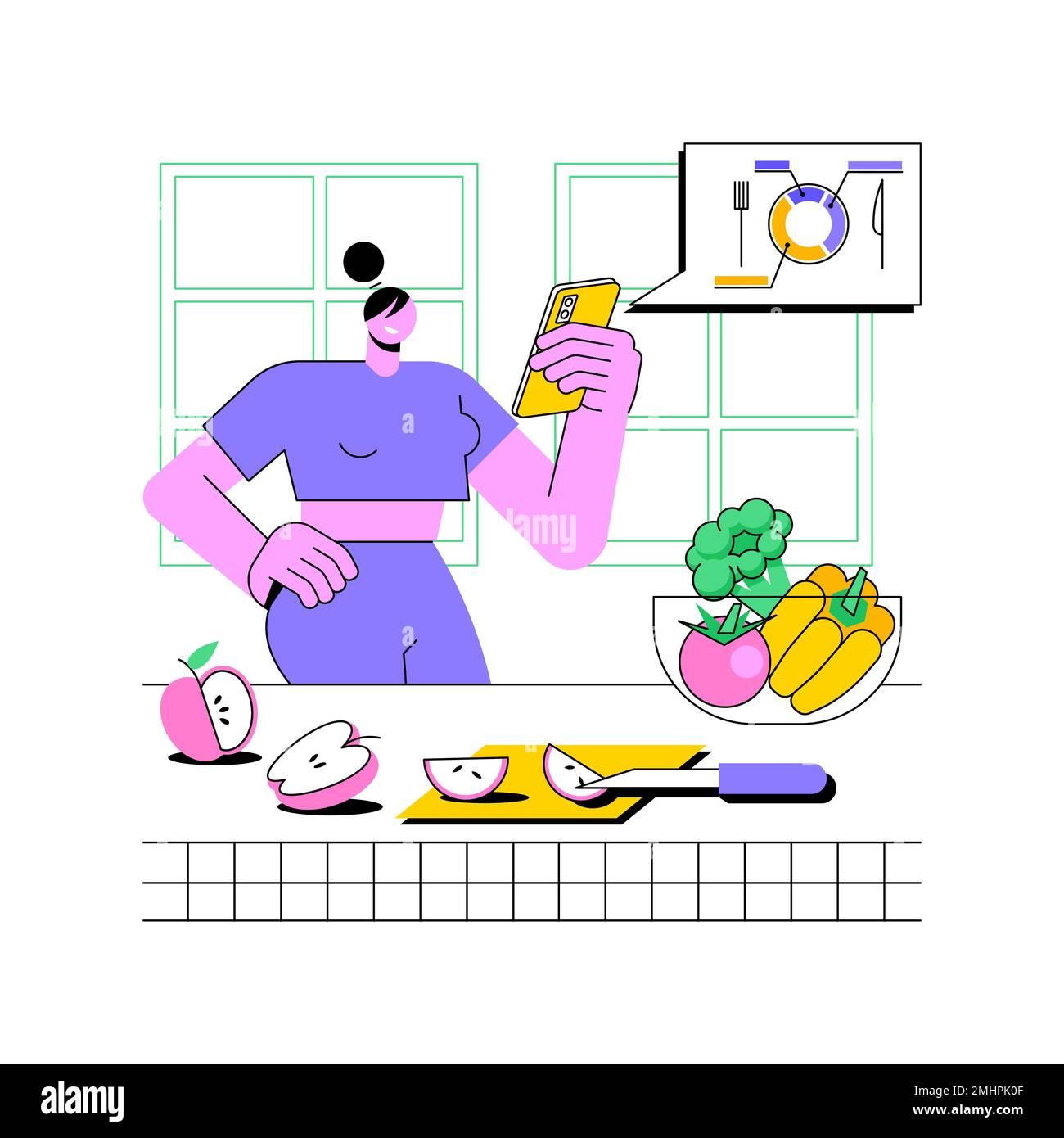 Counting calories isolated cartoon vector illustrations. Sporty and ...