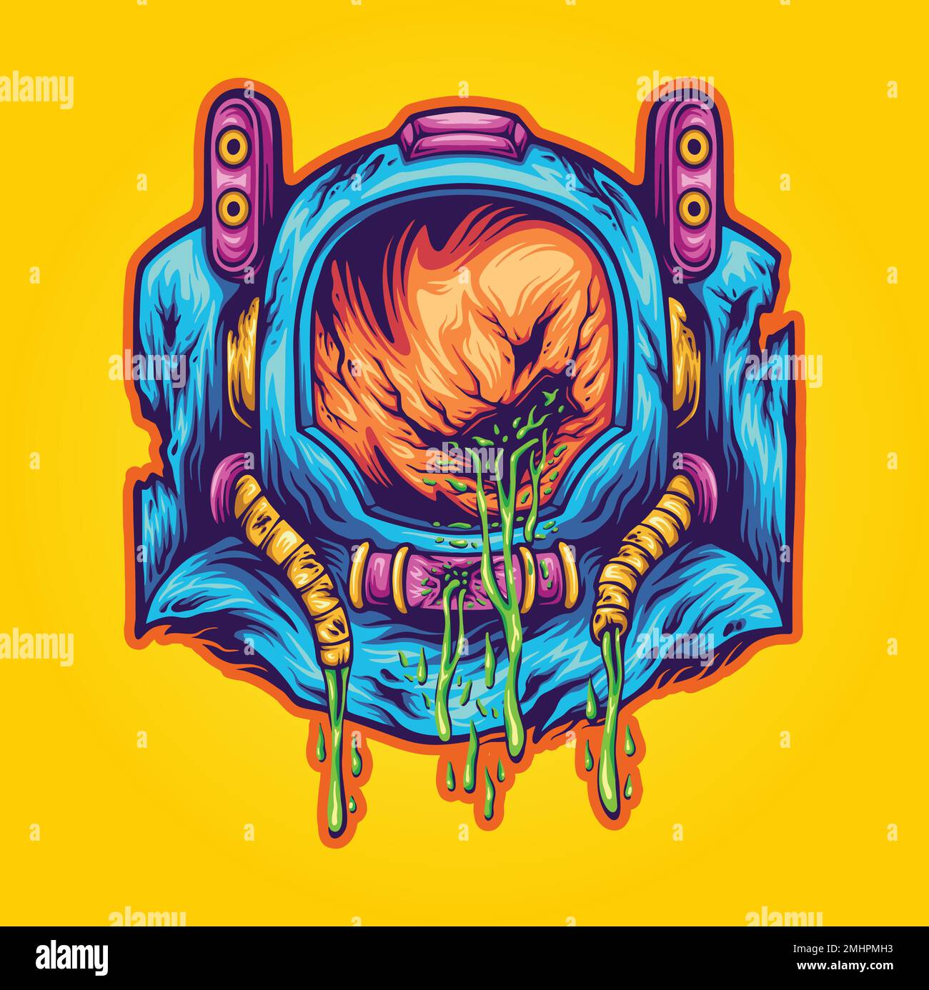 Spooky astronaut monster head illustration vector illustrations for ...