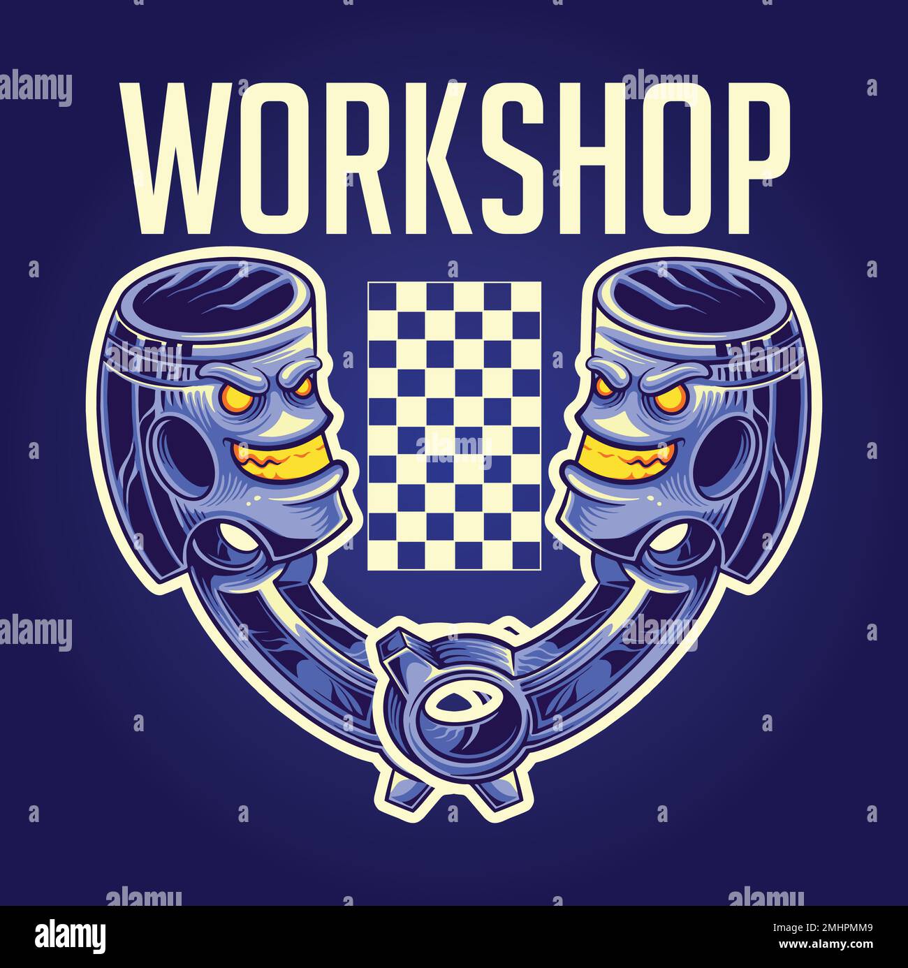 Cross piston racing workshop illustration vector illustrations for your ...