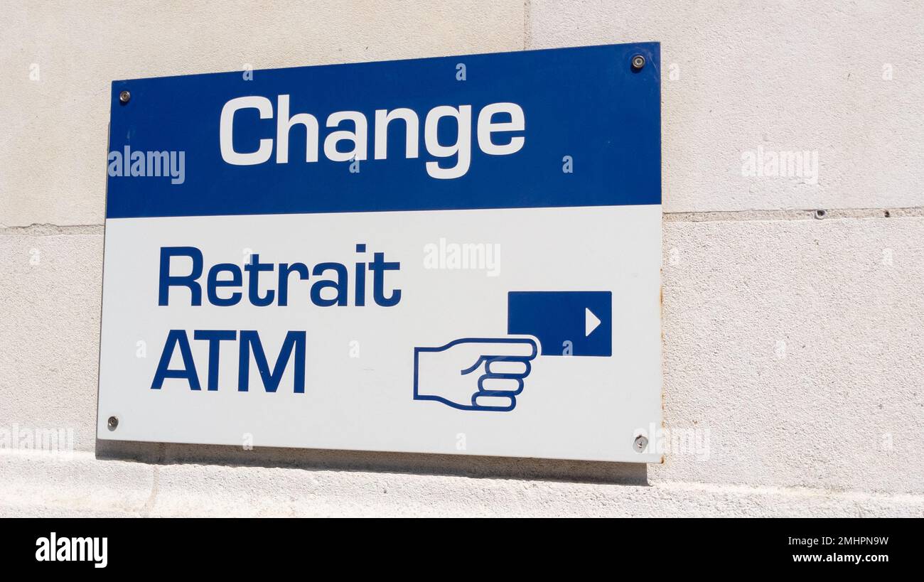 change retrait atm means in french exchange money office and square ...