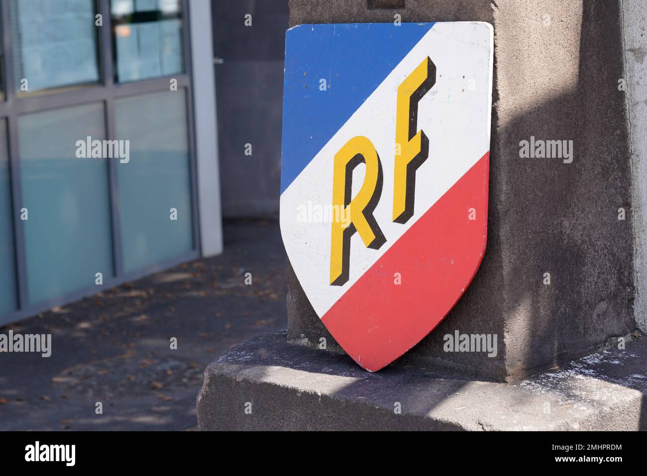 RF sign on entrance city hall entrance of town in France Stock Photo ...