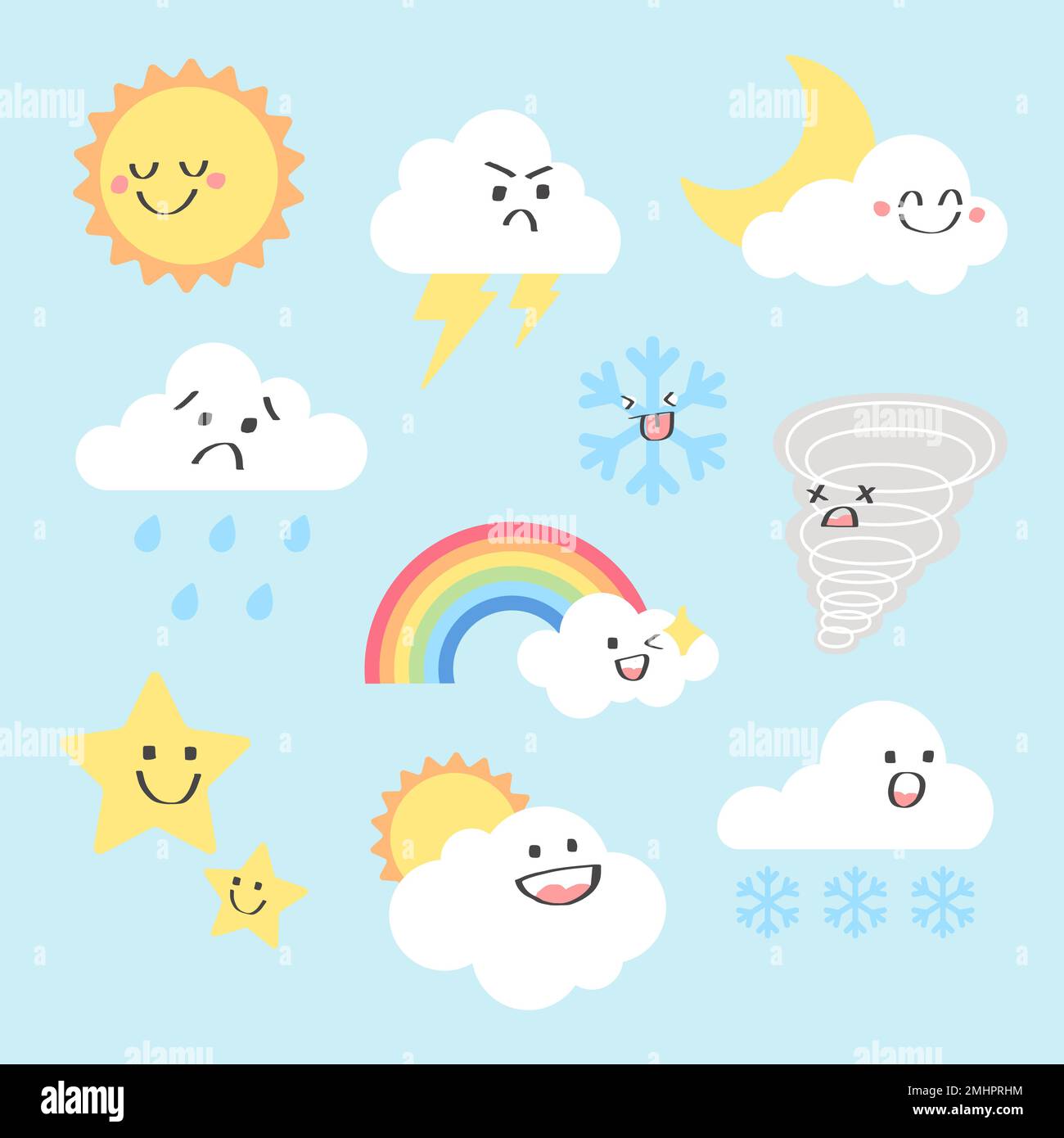 Weather element clipart vector set, flat design Stock Vector Image ...