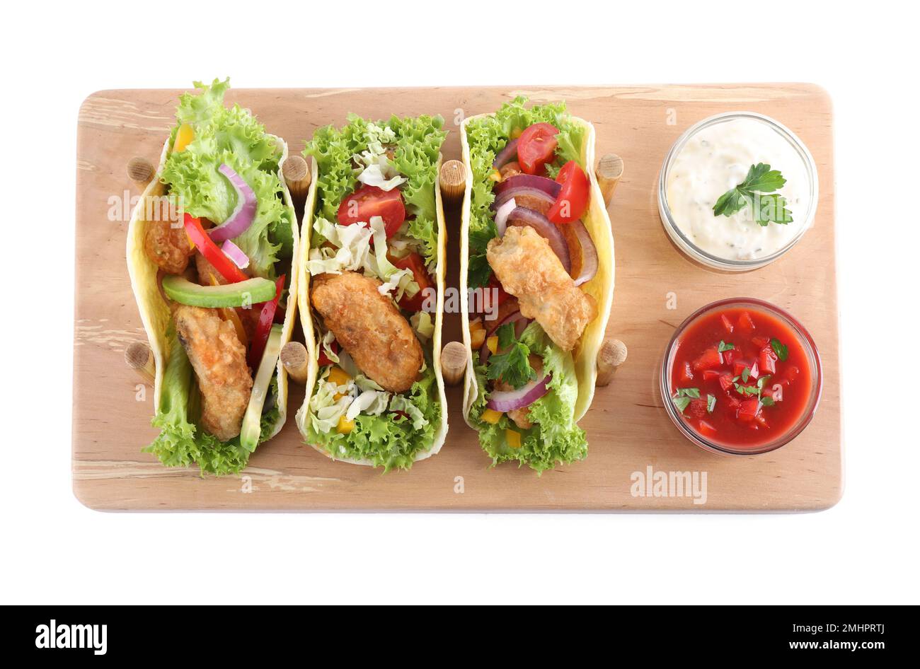 Fish tacos with avocado Cut Out Stock Images & Pictures - Alamy