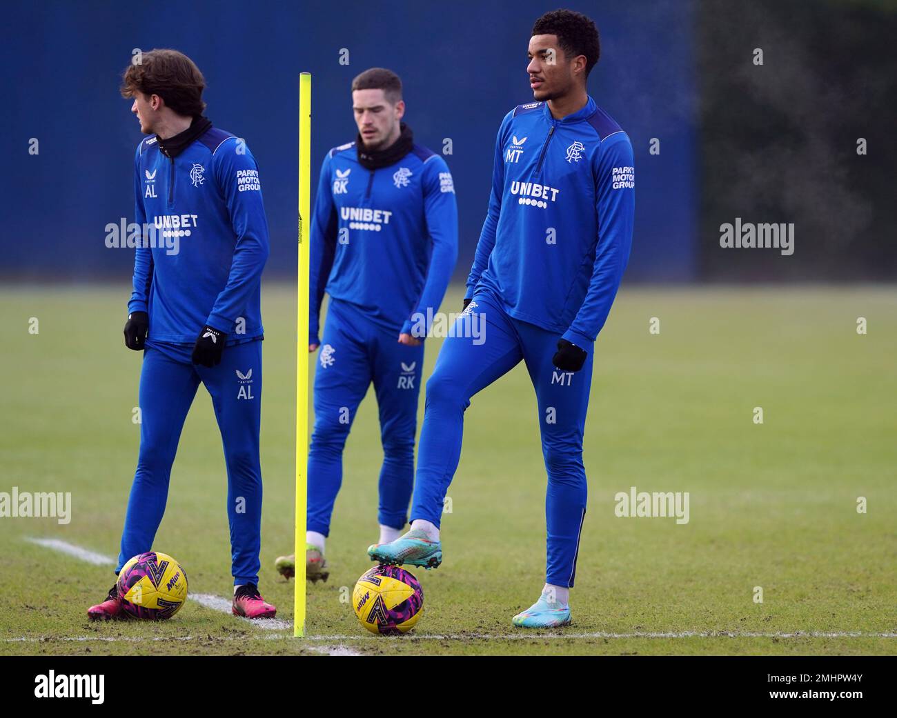 Rangers' Malik Tillman (right) during a training session at Rangers ...