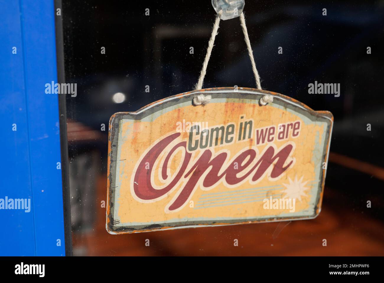 wooden open sign board wood on windows shop restaurant cafe store Open ...