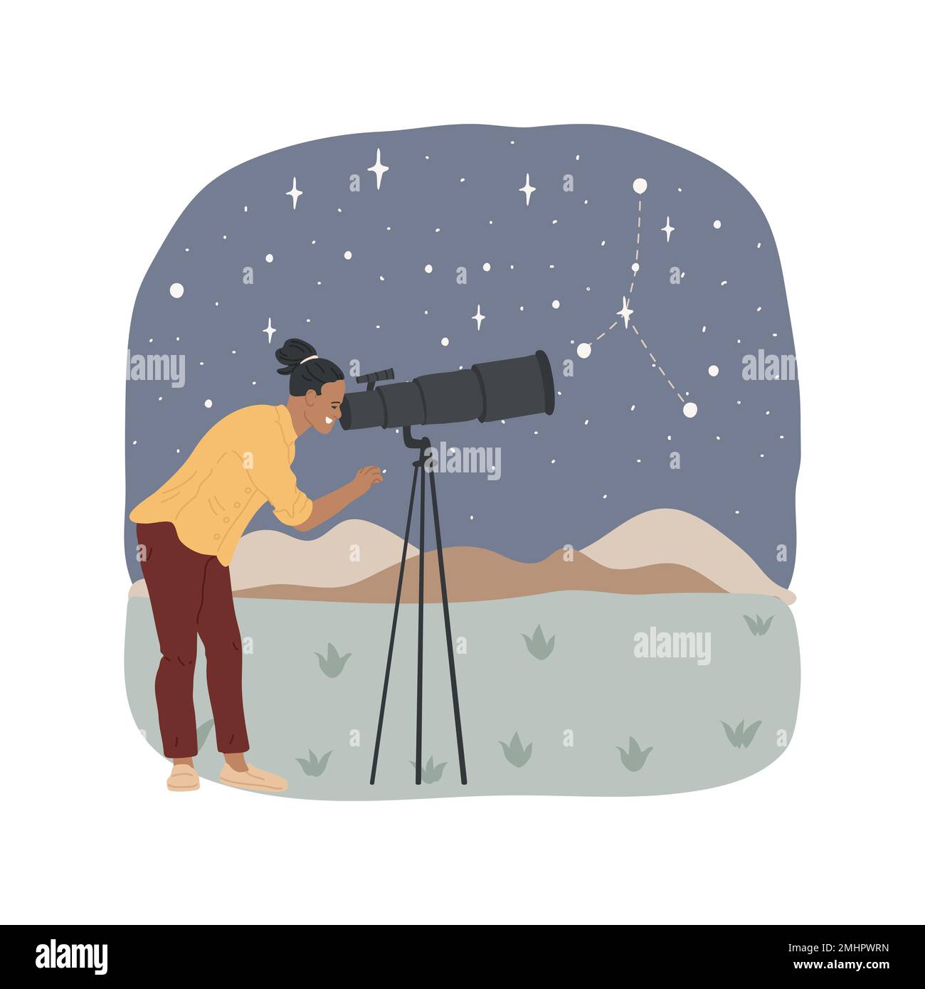 Astronomy isolated cartoon vector illustration. Man studying galaxy and ...