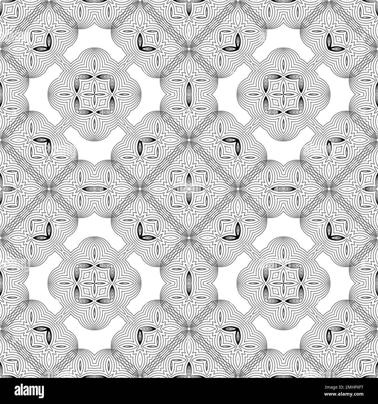 Vector Line Icon Seamless Pattern Isolated on White Background Stock ...