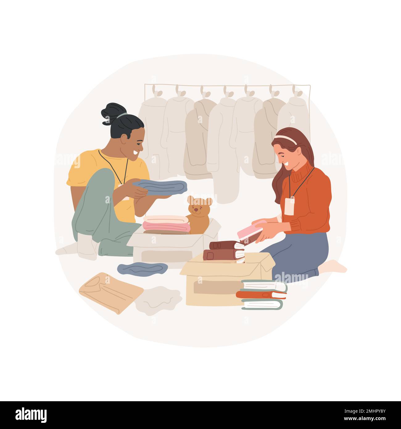 Organize donation isolated cartoon vector illustration. Group of people ...