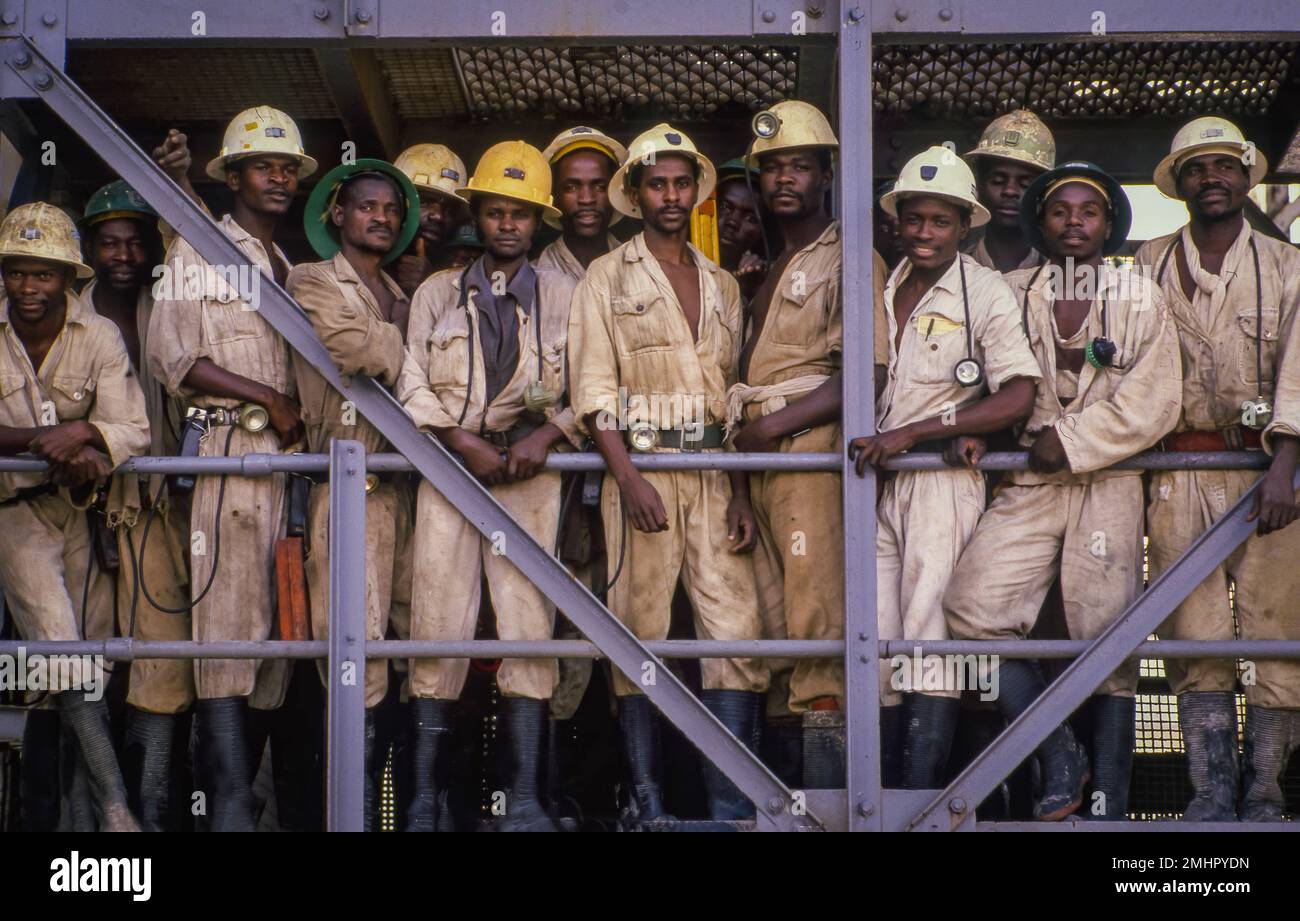 Zambia, Copperbelt. Miners using the elevator to go down into the copper mine Stock Photo - Alamy