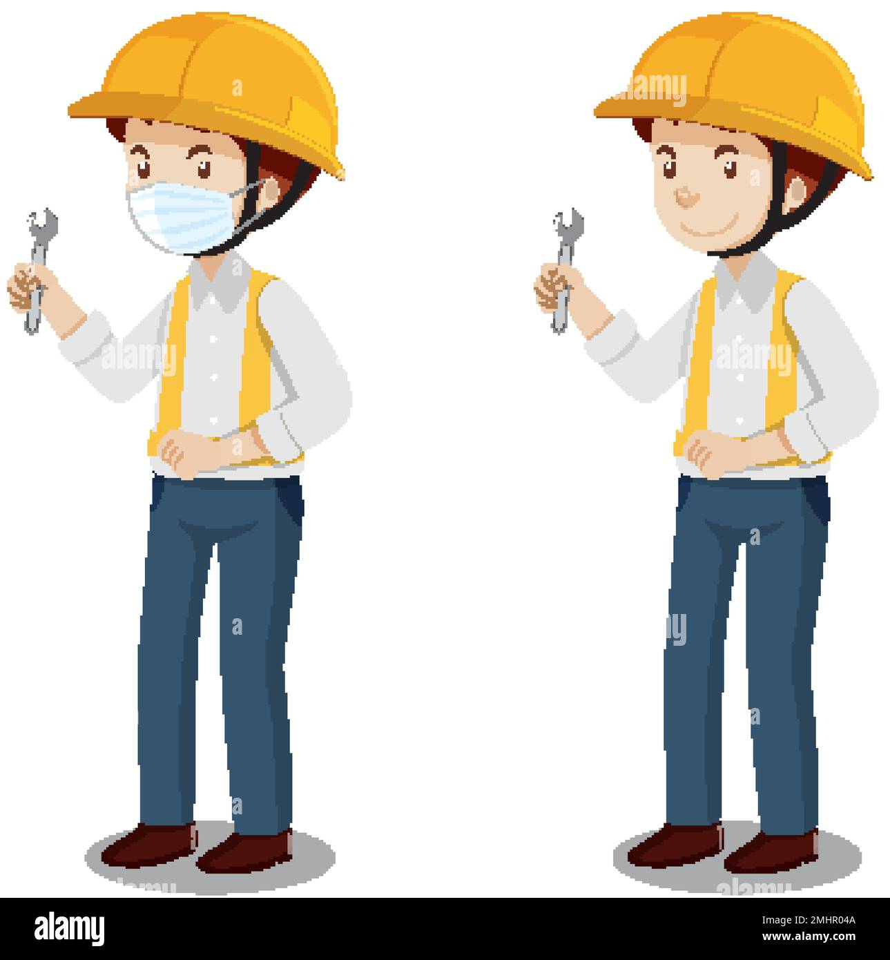 Engineer man wearing hard hat illustration Stock Vector Image & Art - Alamy
