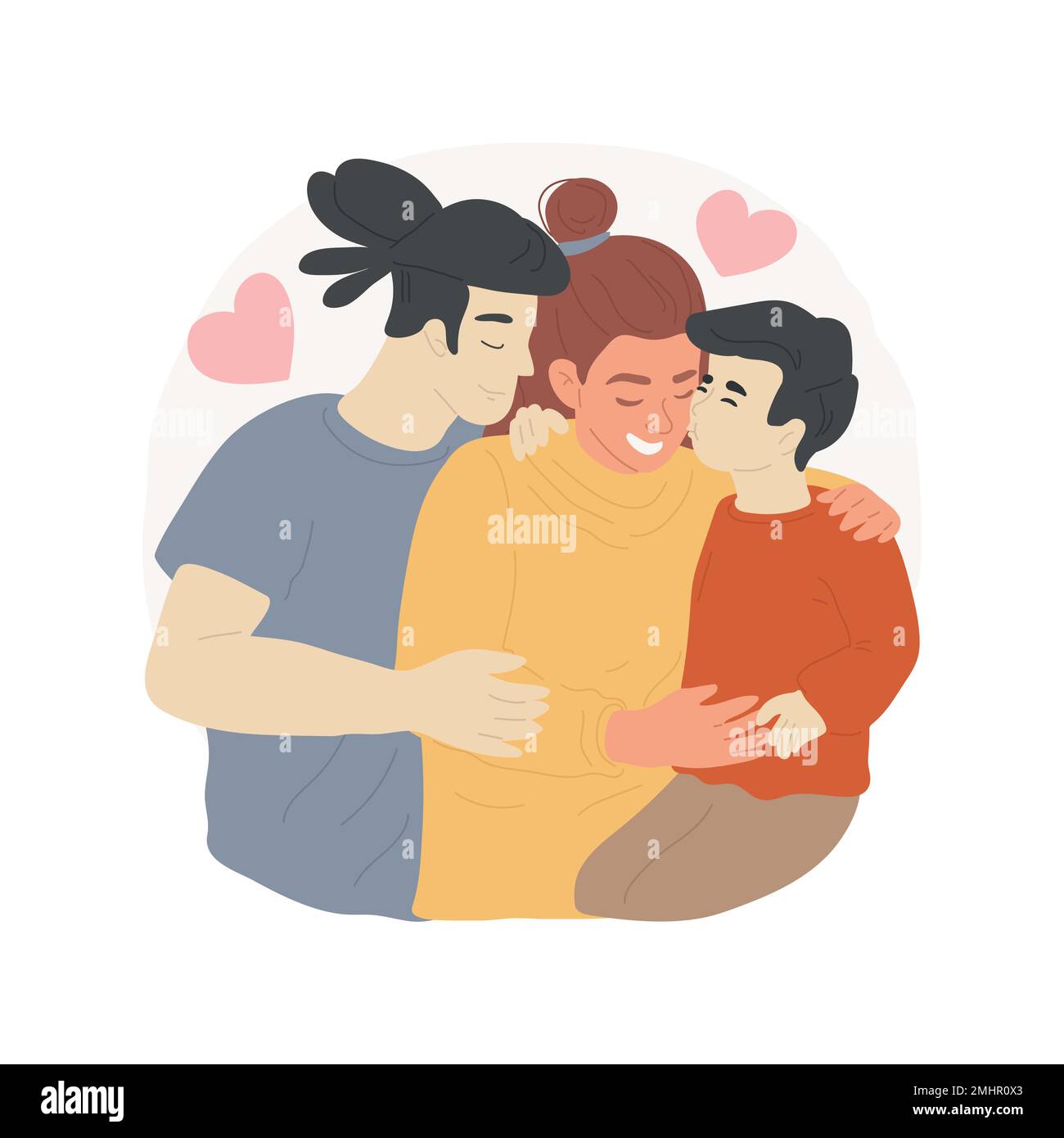 Show love isolated cartoon vector illustration. Family hugging and ...