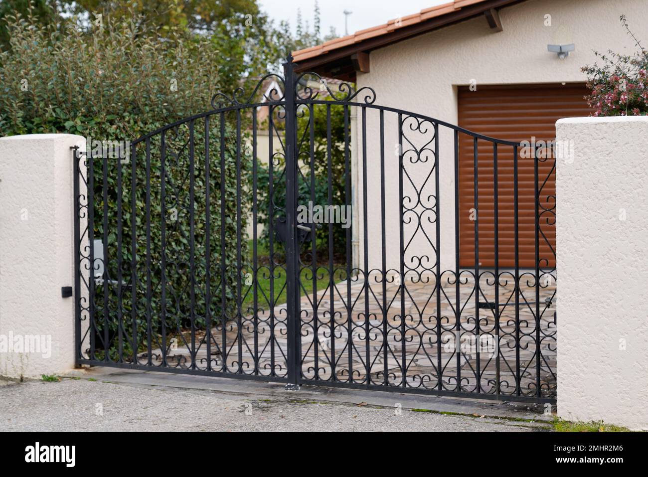 metallic iron classic black steel vintage metal steel house gate Stock ...