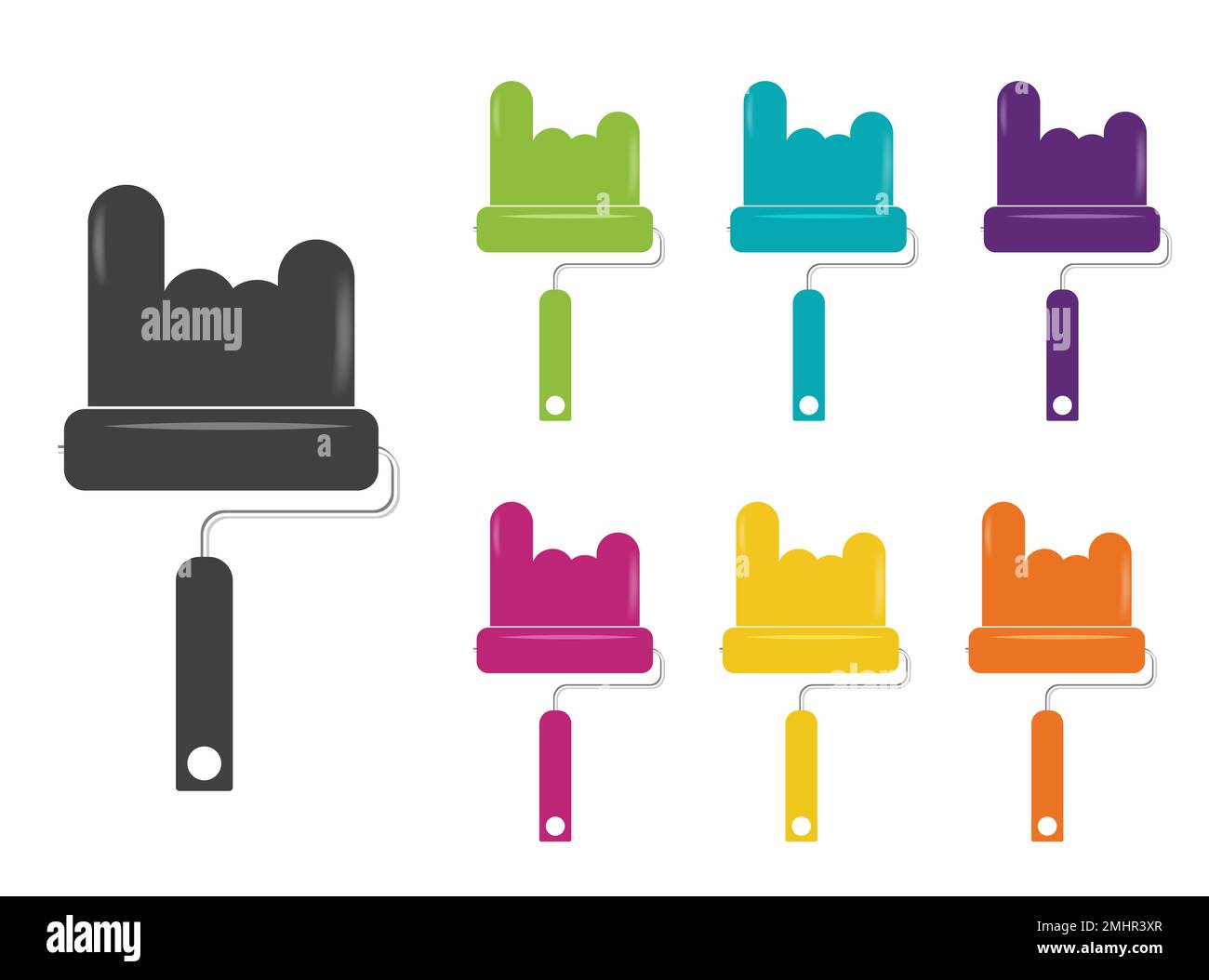Vector roller brushes with rainbow colors Stock Vector Image & Art - Alamy