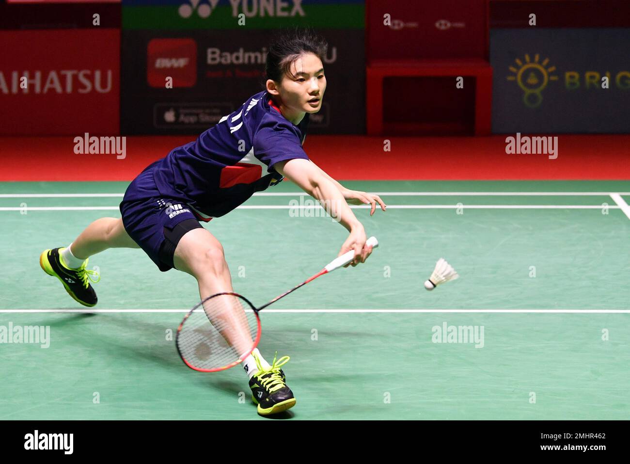 Jakarta, Indonesia. 27th Jan, 2023. Han Yue of China hits a return ...