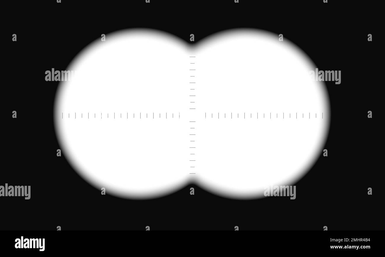 Binocular view with graphic scale and empty viewfinder field. Military ...