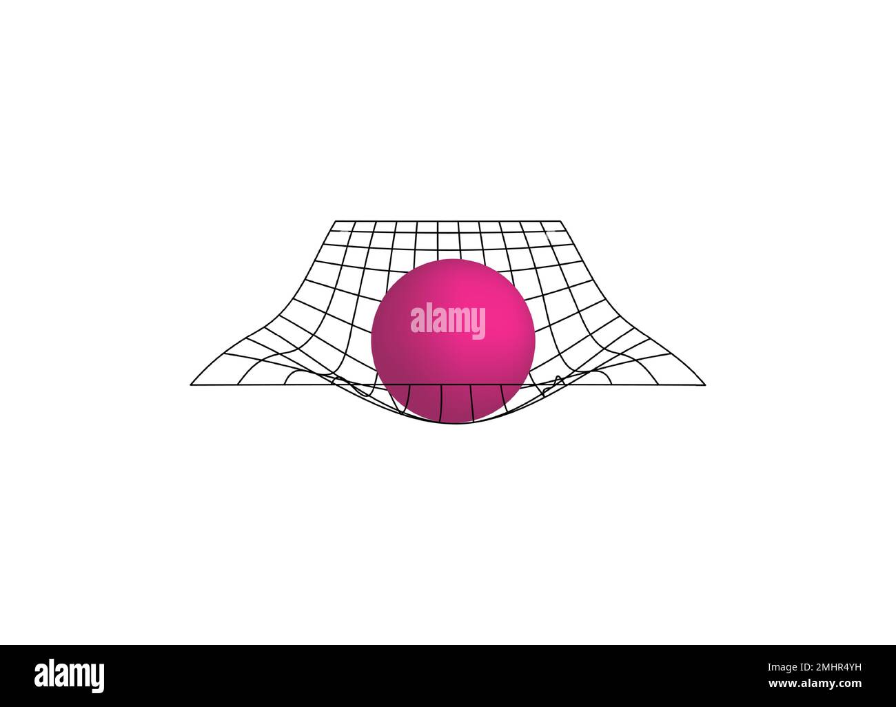 Distorted grid with the sphere. The sphere distorts space. Vector ...