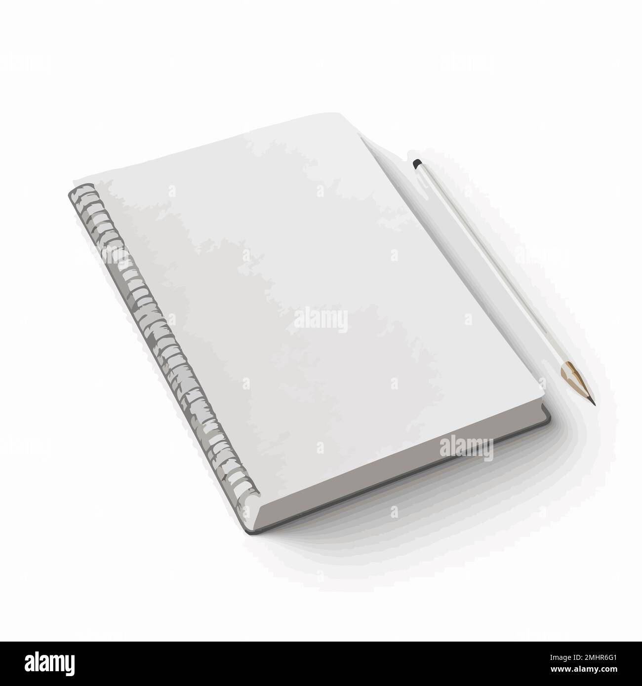 A blank notebook and pencil. Isolated on a white background. Vector ...