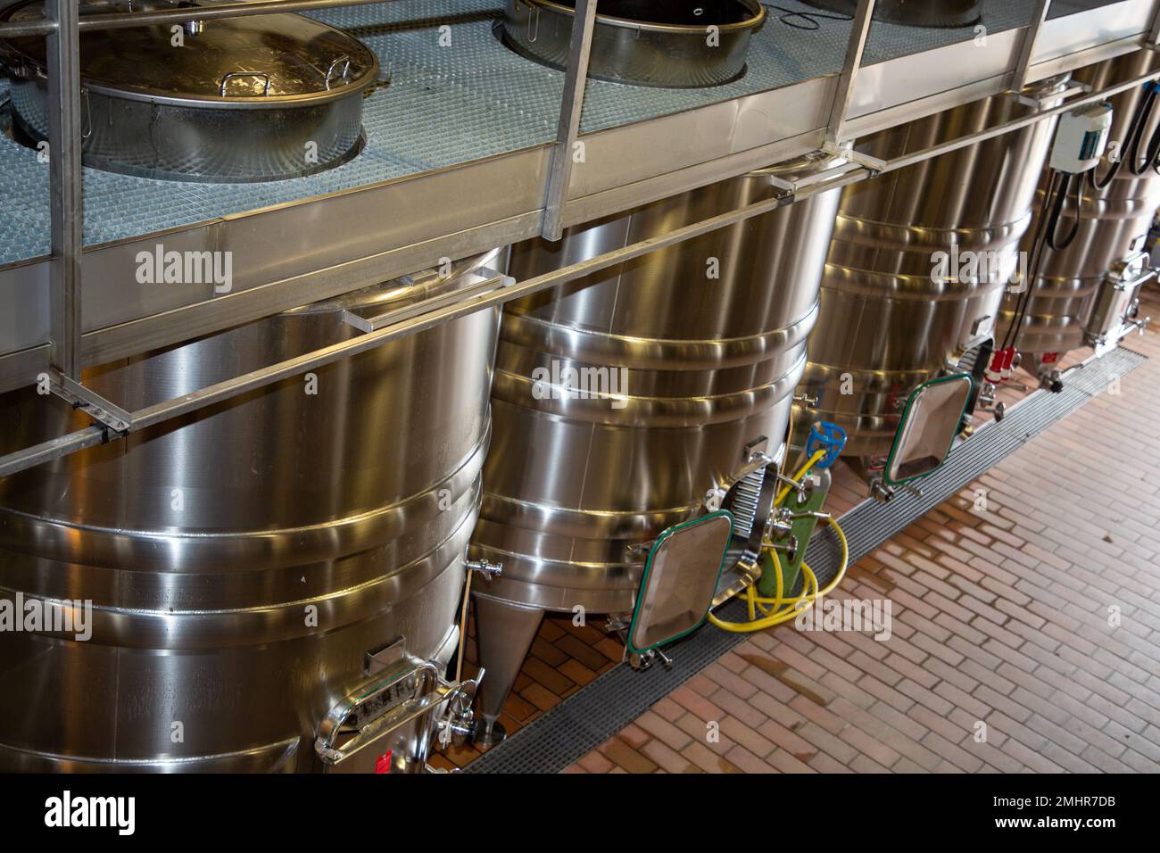 Stainless steel tank winery Cellar Production in bordeaux Stock Photo ...