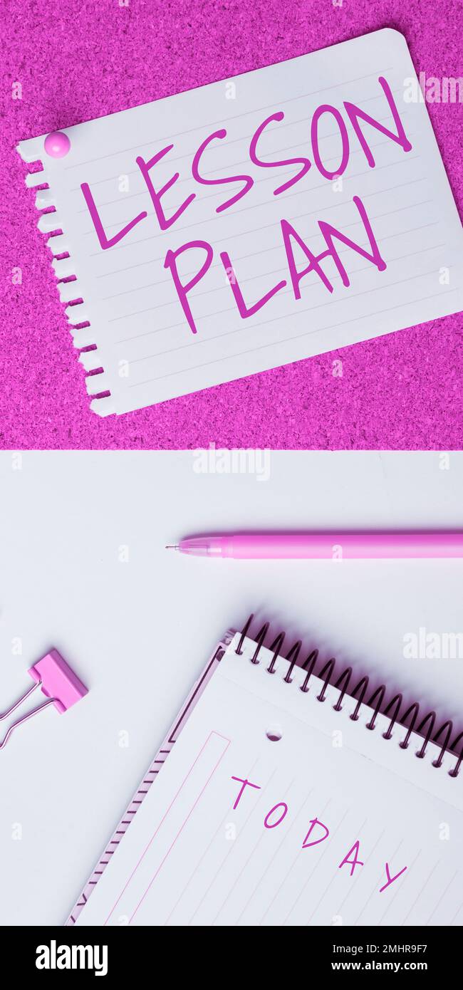 Text showing inspiration Lesson Plan. Business concept a teacher's ...