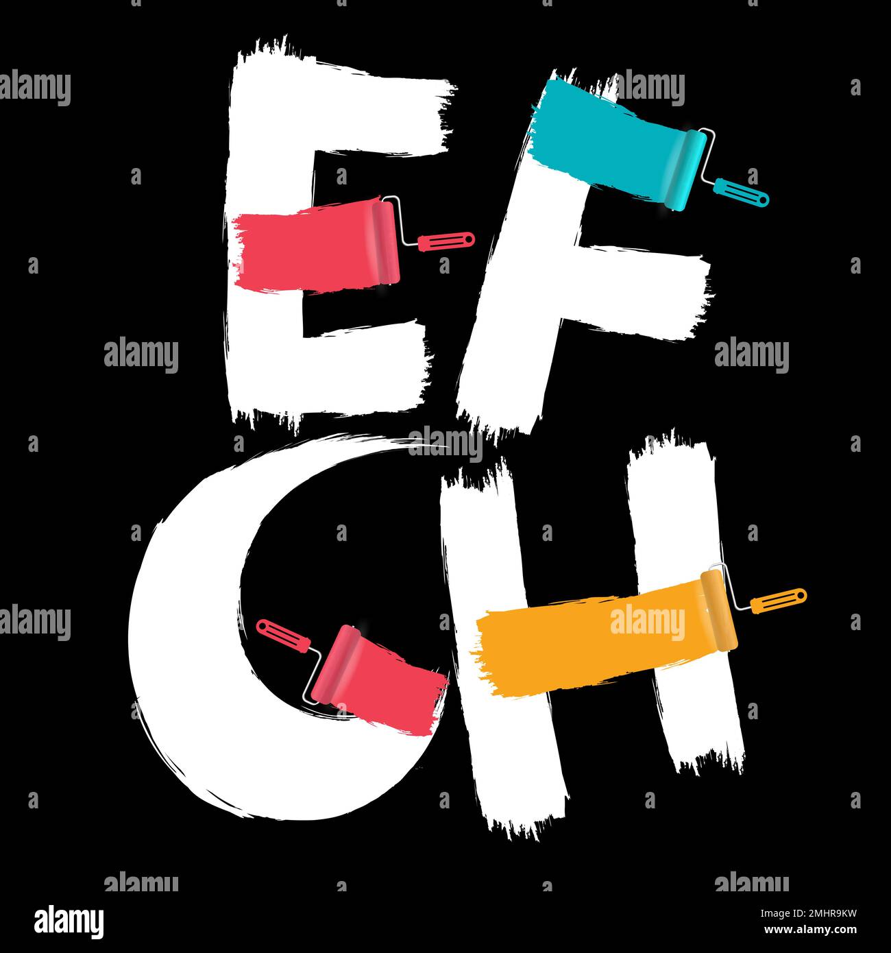 Classic vintage uppercase alphabet. E to H pained alphabet Stock Vector ...