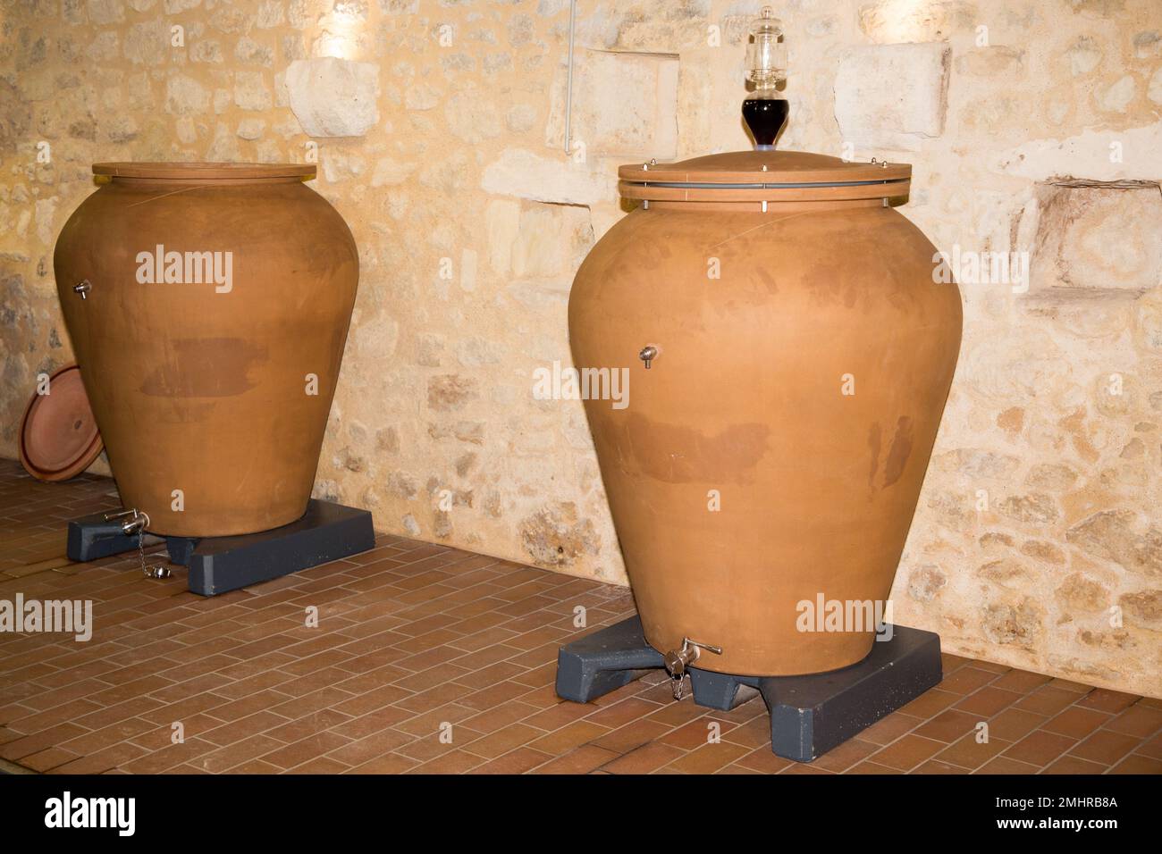 winery in Bordeaux france with modern clay amphora potsstored wine to ...