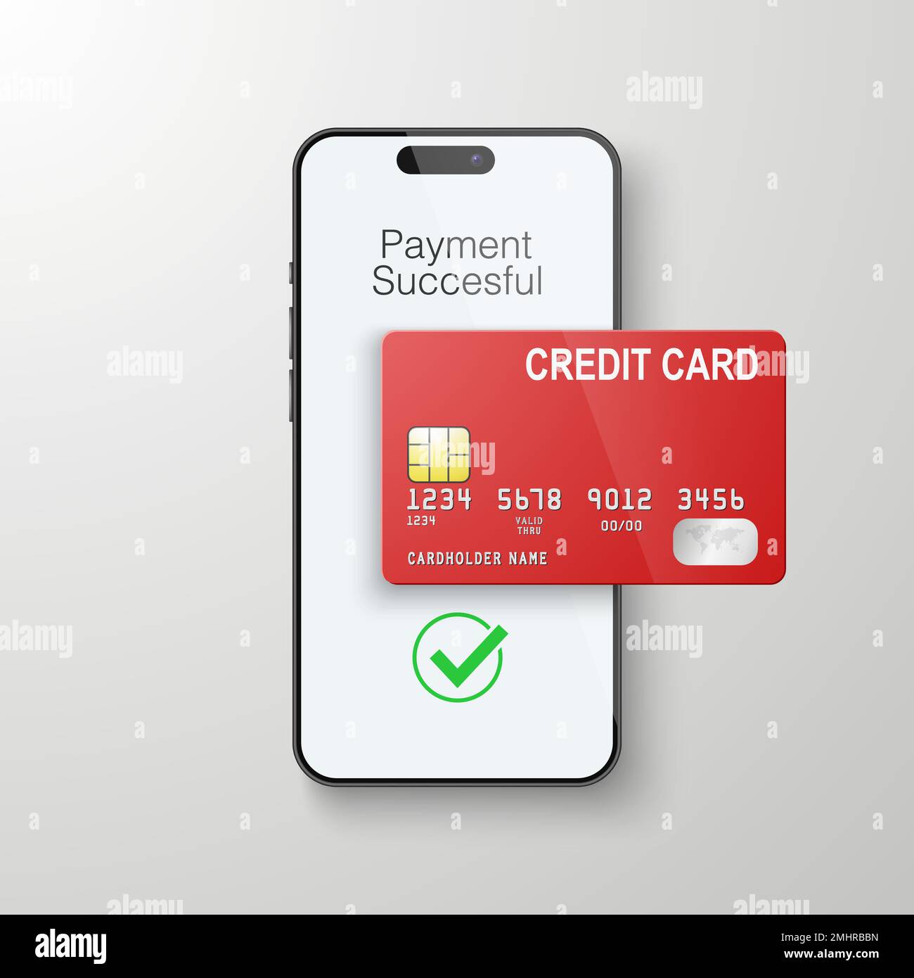 Vector 3d Realistic Smartphone and Credit Card, Wi-Fi Successful ...