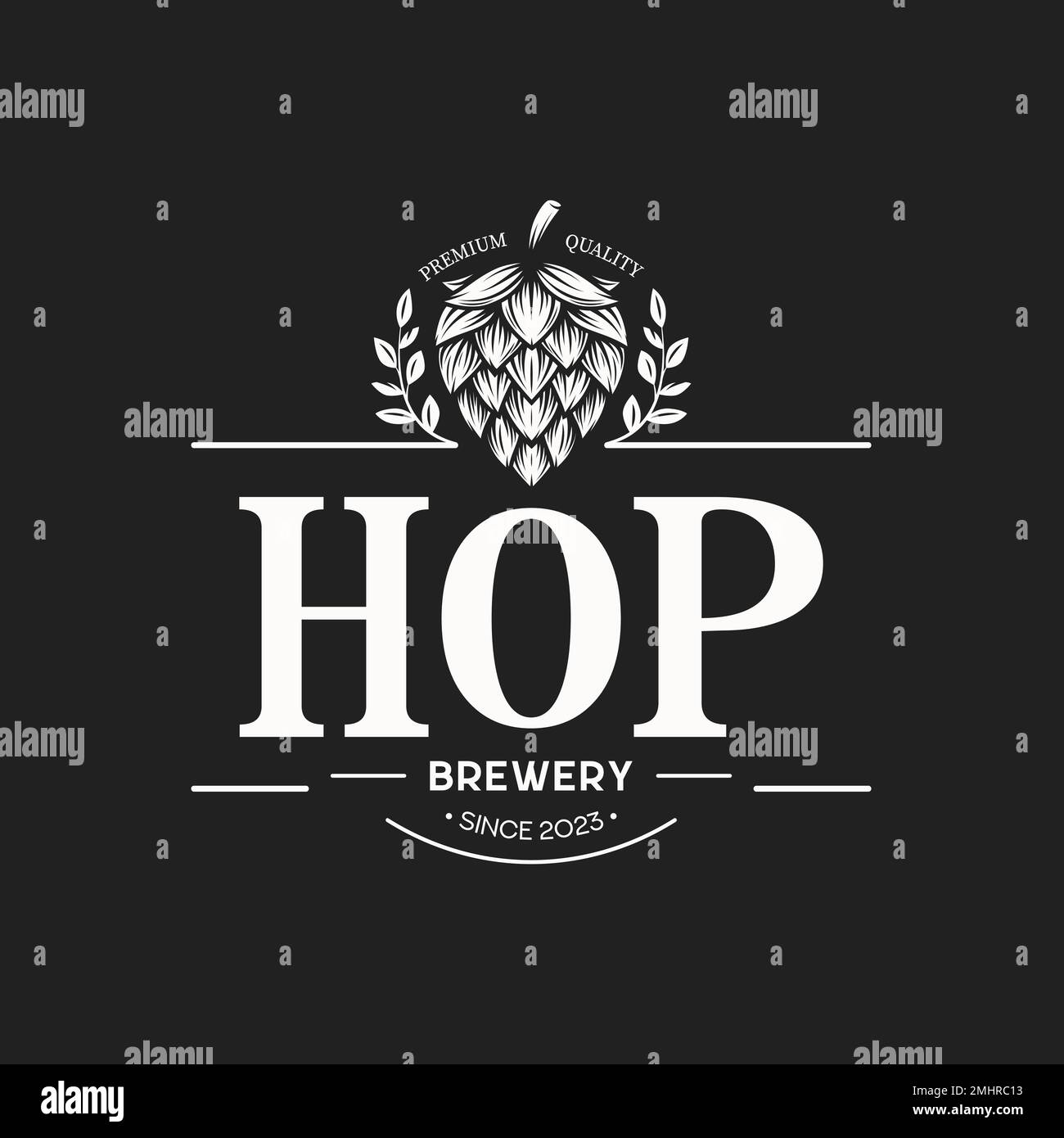 Vector Typography Design with Green Hand Drawn Cartoon Hop and Leaves ...