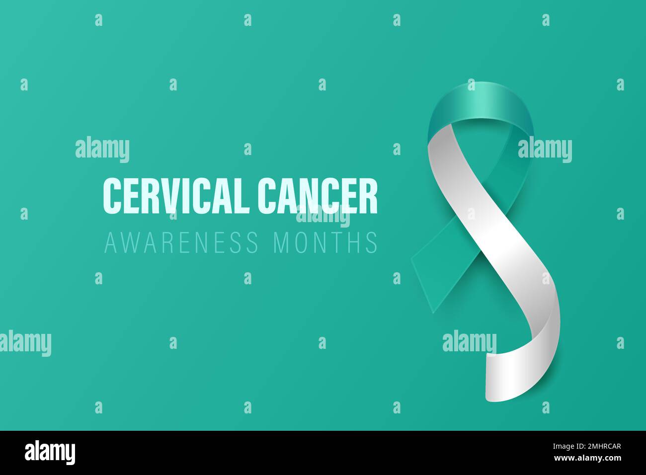 Cervical Cancer Banner, Card, Placard with Vector 3d Realistic Teal and ...