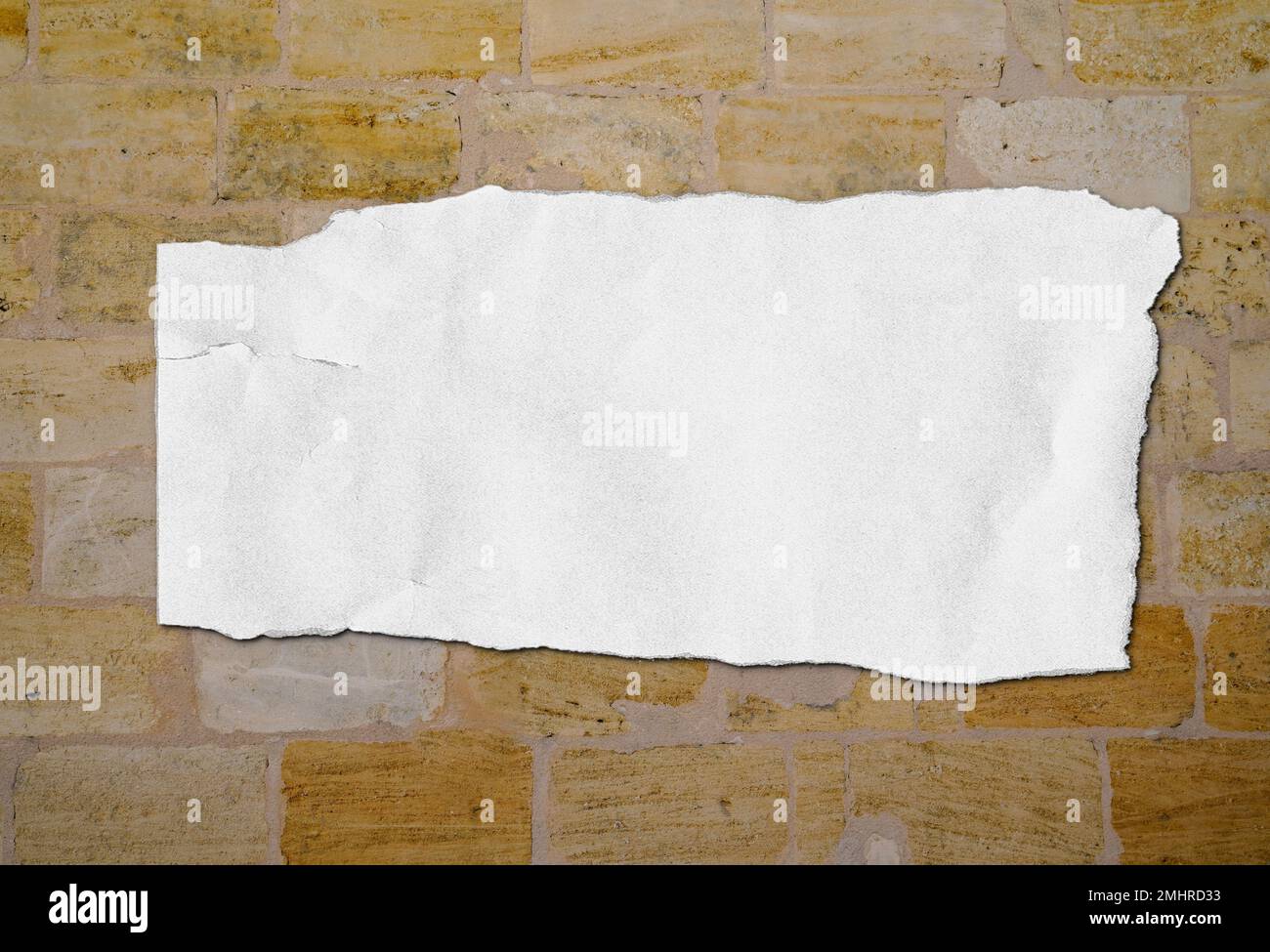 Blank white Note pad with tape mockup empty on wall stone brick Mock up ...