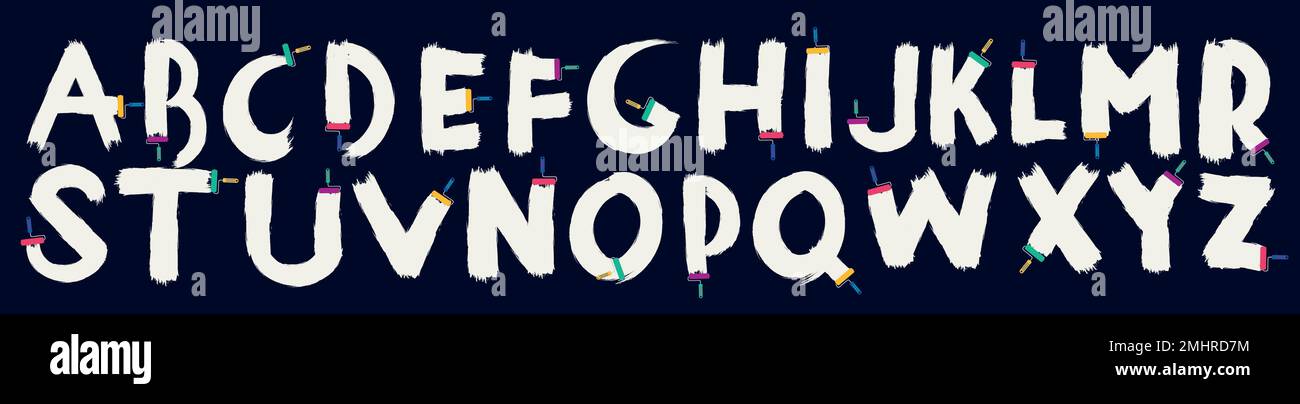 Classic vintage uppercase alphabet. A to Z pained alphabet Stock Vector ...