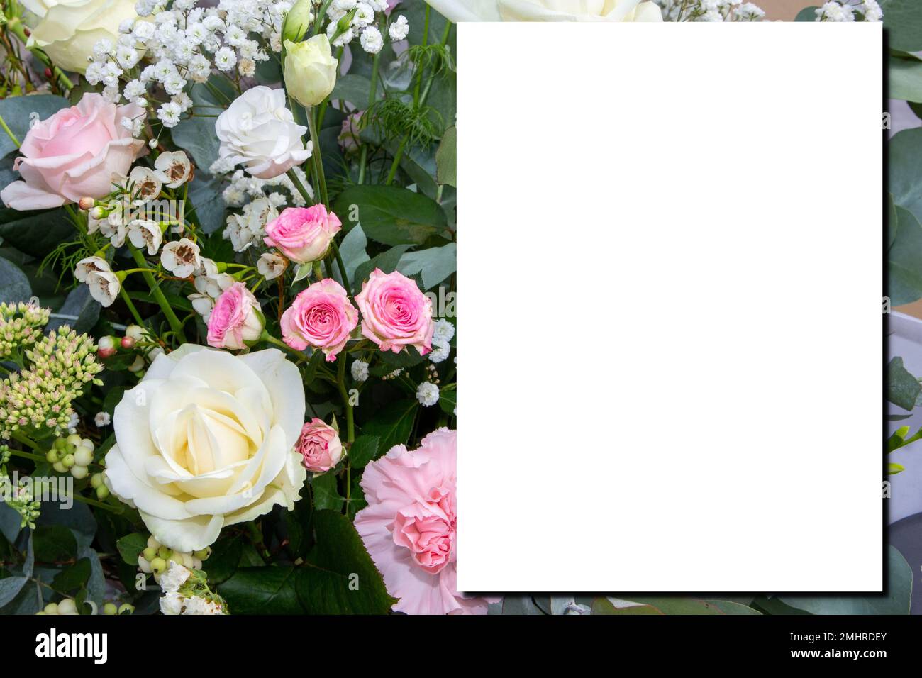 mock-up wedding pastel flowers bouquet bride pink roses with white ...