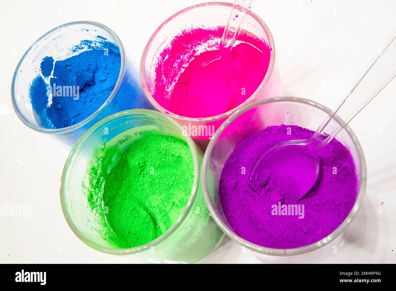 This Oct. 21, 2019, photo shows pigments available in the build a slime ...