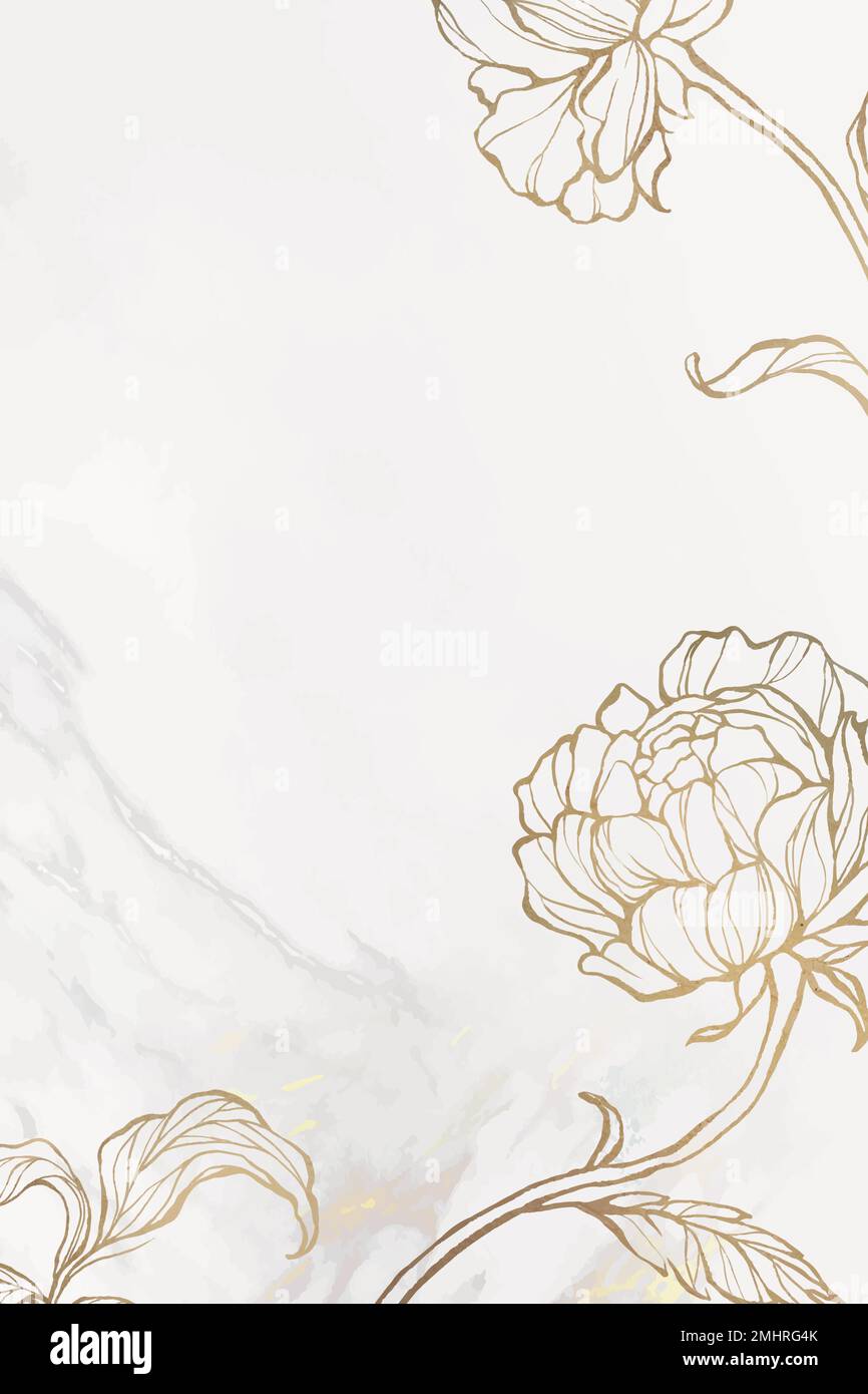 Gold floral outline on marble background vector Stock Vector Image ...