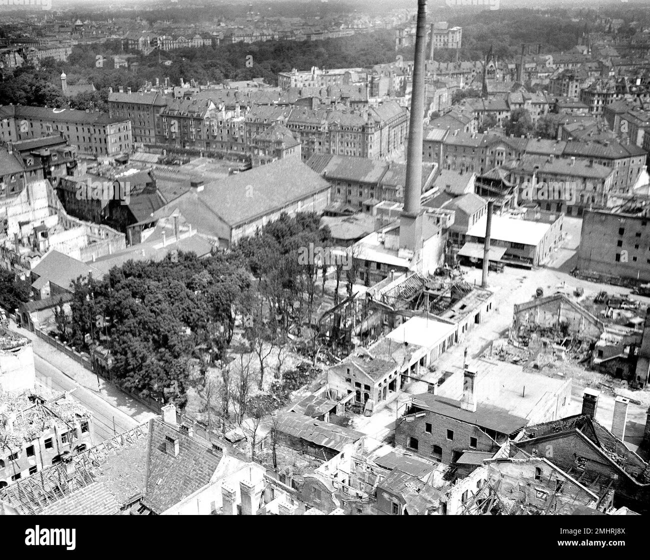 This is an aerial view of the once famous Burgerbrau in Munich where ...