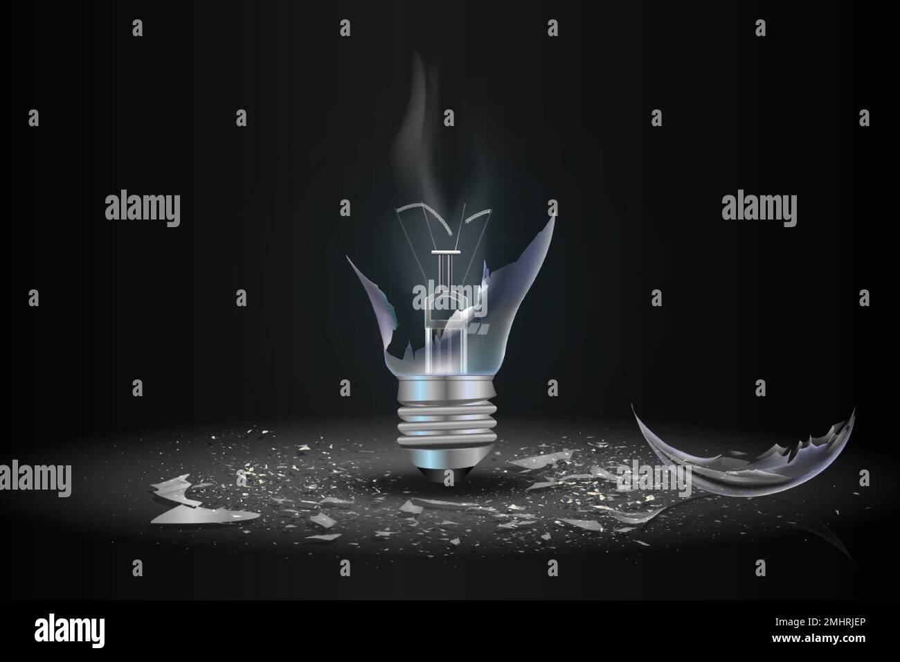 Abstract broken lamp particles on vector digital effect background ...