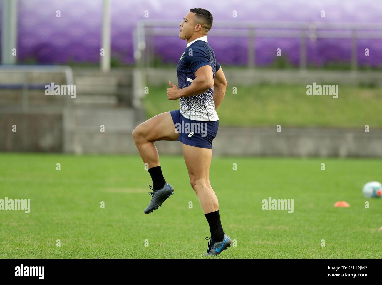South Africa's Cheslin Kolbe runs during a training session in Tokyo ...