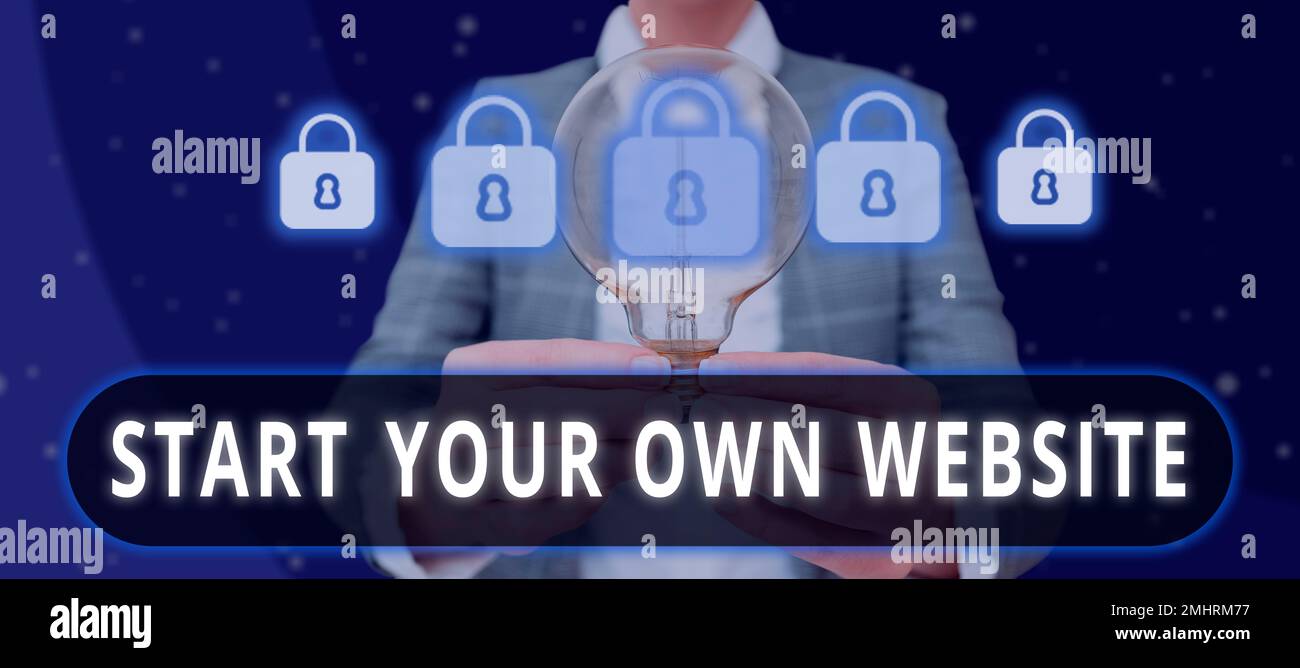 Text showing inspiration Start Your Own Website. Internet Concept serve ...