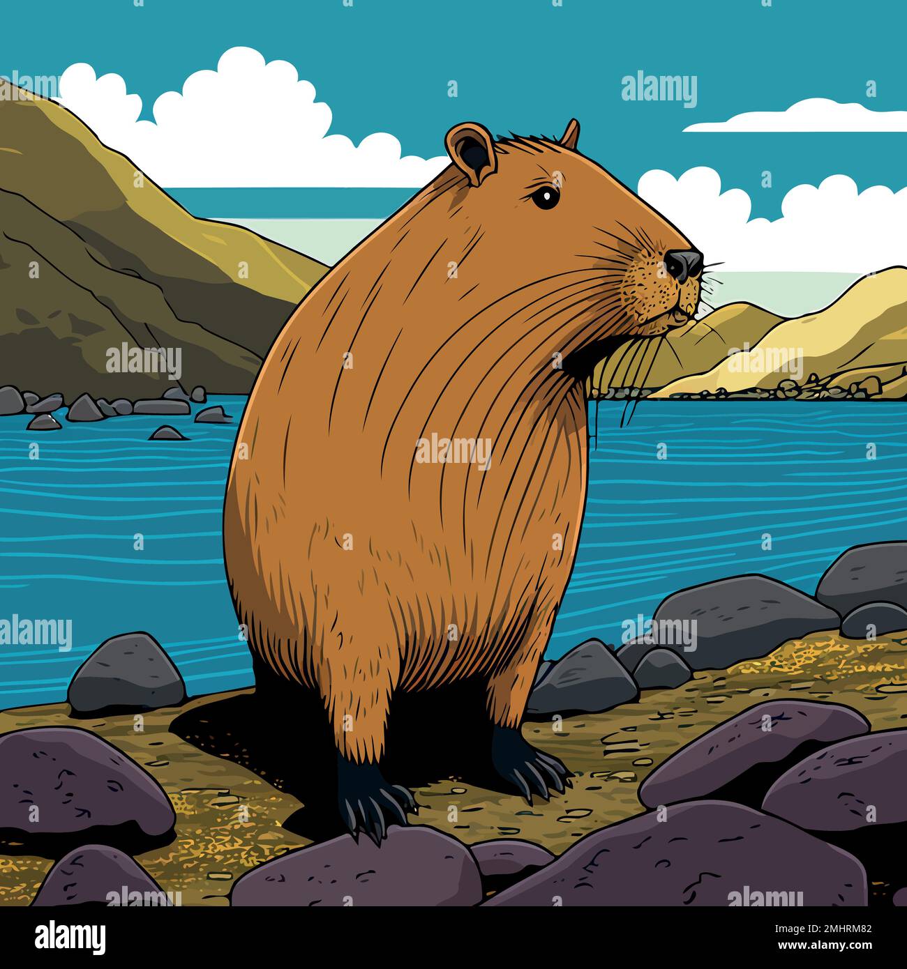 Capybara in a zoo Stock Vector Images - Alamy