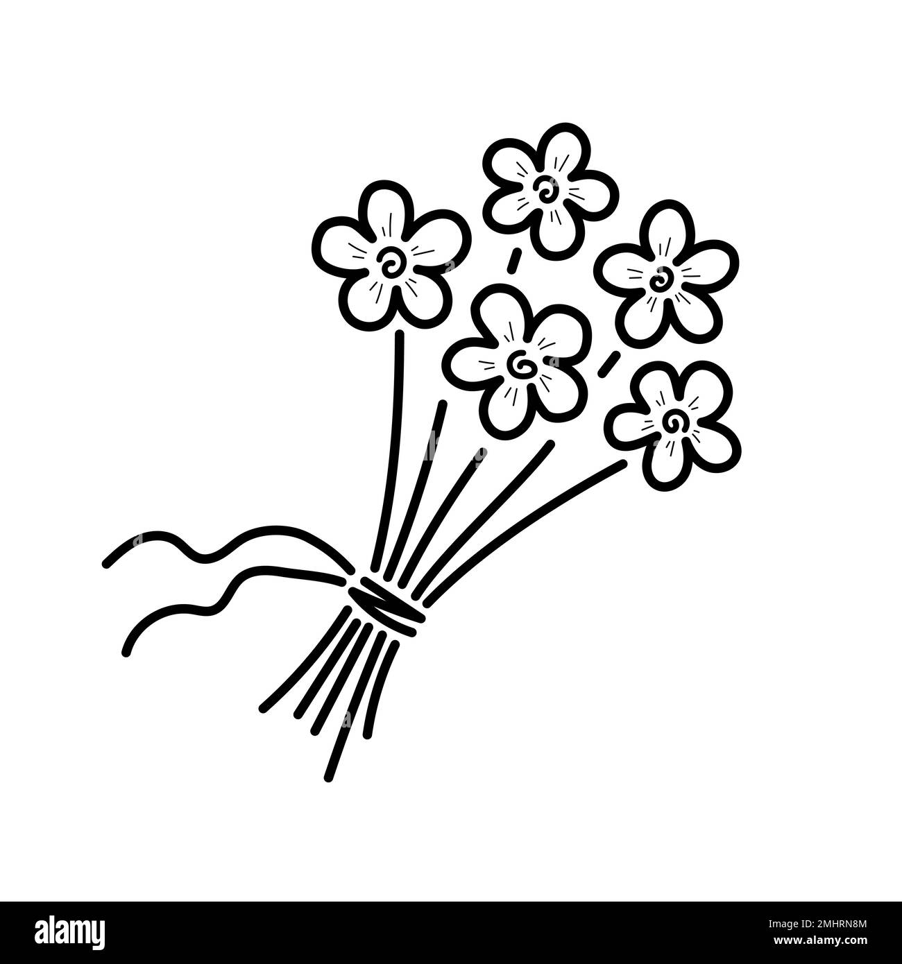 Bouquet of flowers. Hand drawn icon in sketch doodle line style ...