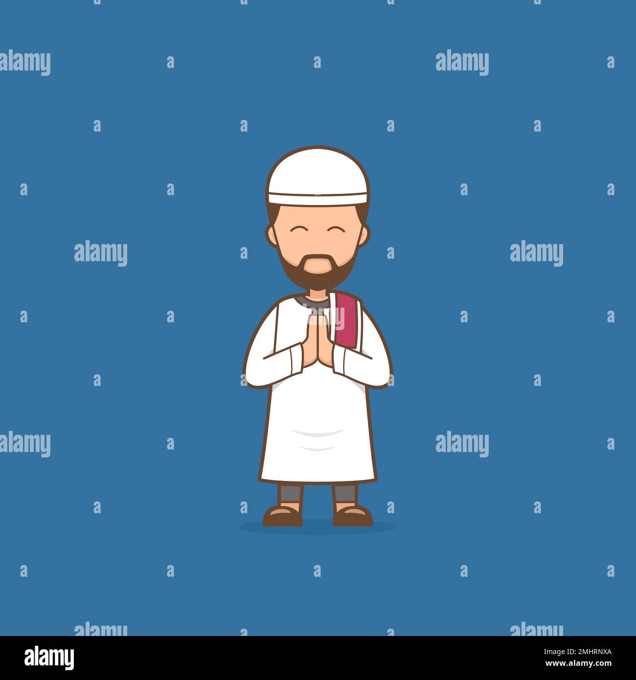 Religious Muslim man cartoon character illustration in sorry and ...