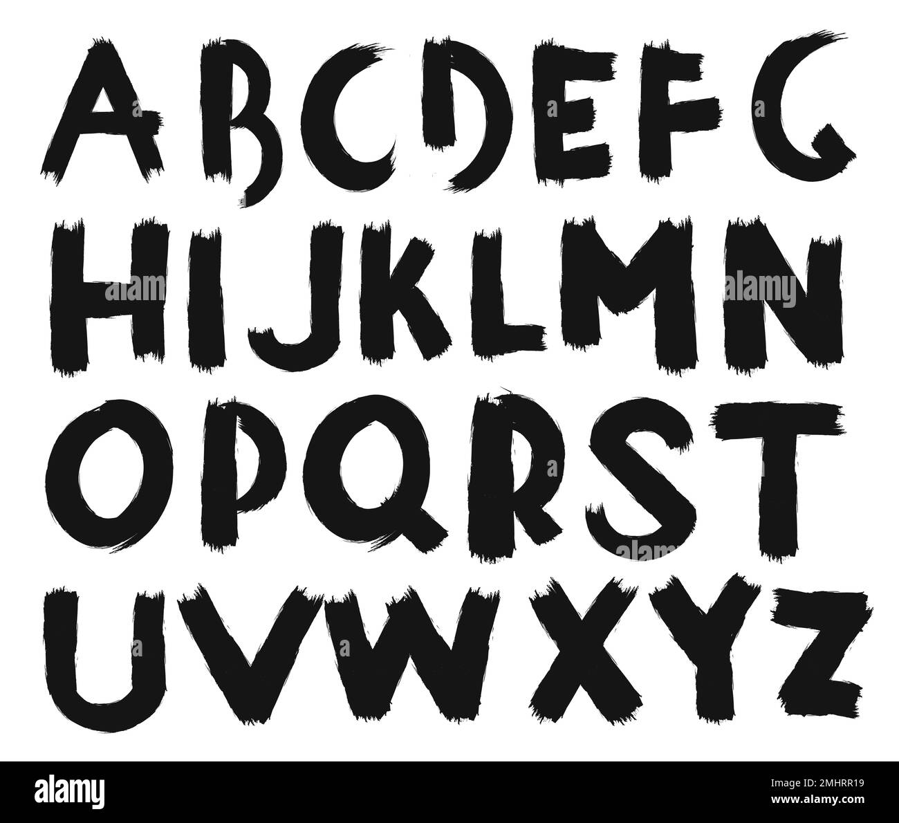 Hand-drawn alphabet. Calligraphy font. Modern brush lettering. Grunge ...