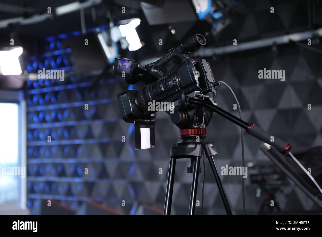 Modern video recording studio with professional camera Stock Photo - Alamy