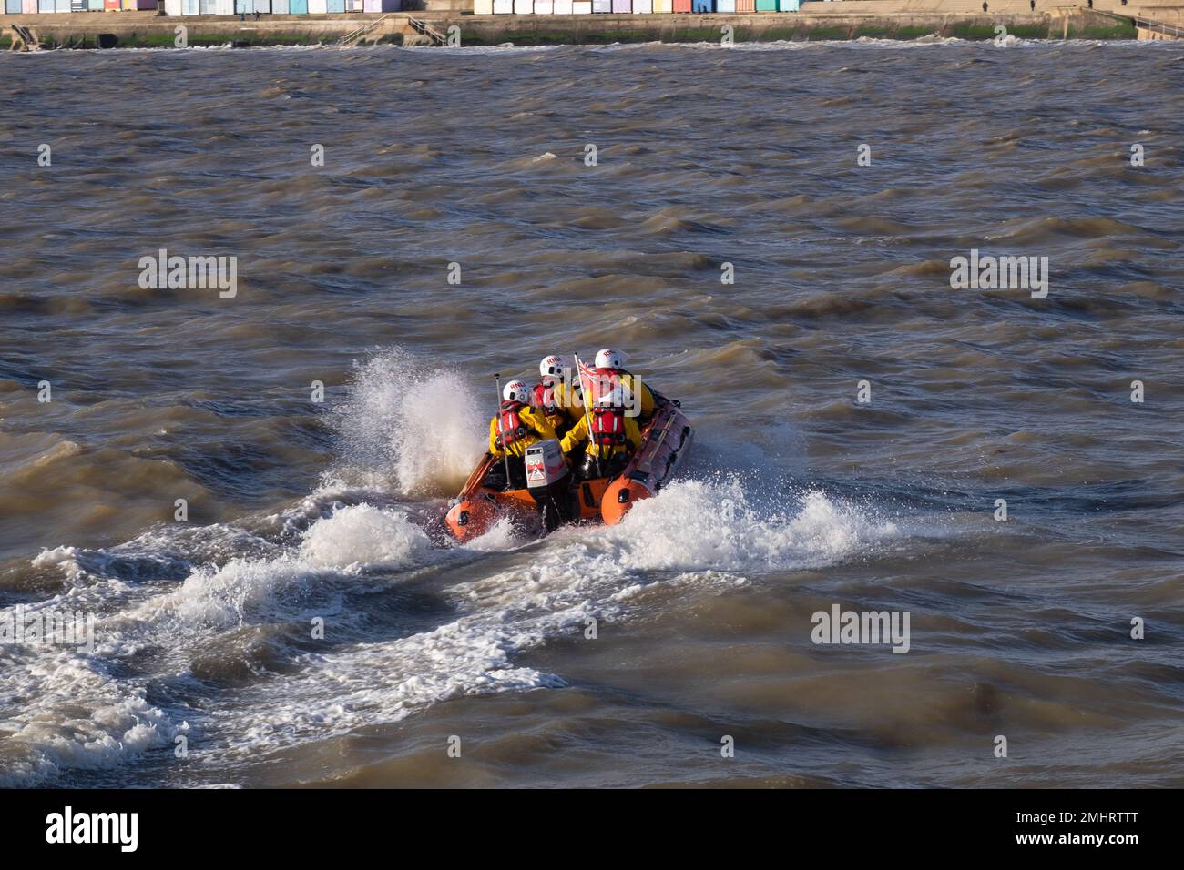 Clacton on sea RNLI Rigid Inflatable Boat inshore lifeboat, in the sea ...