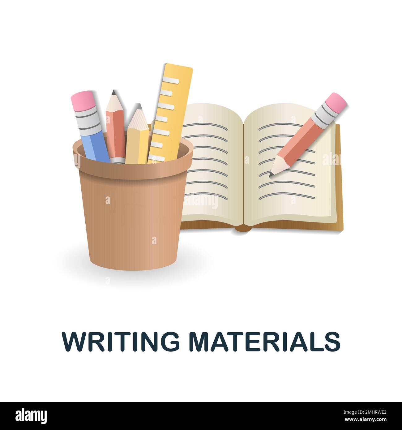 Writing Materials icon. 3d illustration from work place collection ...