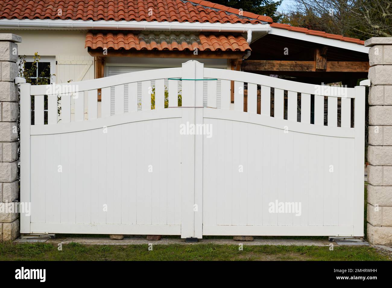 portal aluminum white metal gate and door home of garden house Stock ...